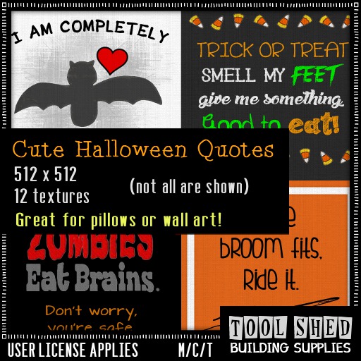 Second Life Marketplace - Tool Shed - Cute Halloween Quotes Textures