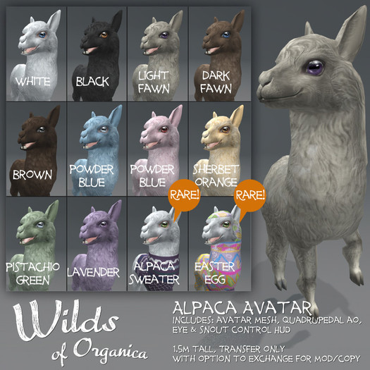 Second Life Marketplace - [ WoO ] Alpaca Avatar (Easter Egg)(T) RARE