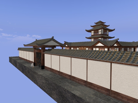 Second Life Marketplace - Japanese Temple Main Gate and Wall Components