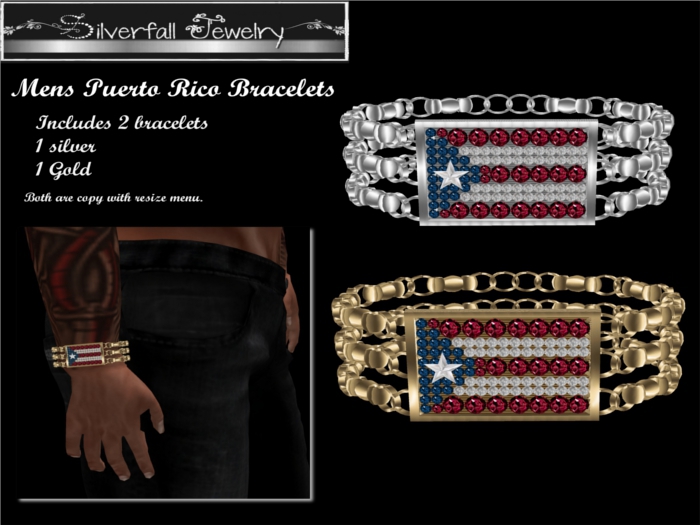 Second Life Marketplace - Mens Puerto Rico Bracelets