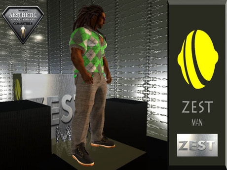 Second Life Marketplace - ZEST MAN green grey jumbo knit BOXED