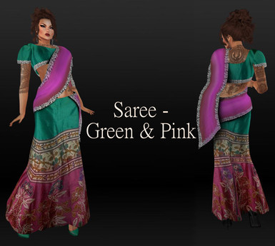 Second Life Marketplace - Mochi - Saree - Green & Pink