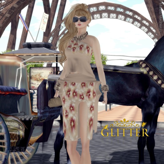 Second Life Marketplace - *GLITTER* KATE MESH OUTFIT FLOWERS TOASTED ALMOND