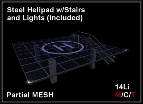 Second Life Marketplace - Steel Helipad Platform w/Stairs BOXED