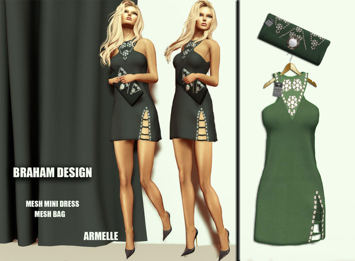 Second Life Marketplace - Braham Design Armelle Green Dress Bag Mesh ...