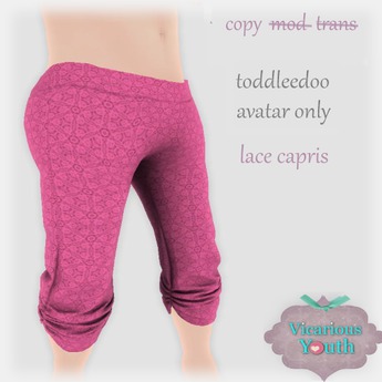 Second Life Marketplace - Vicarious Youth - TD Lace Capris - Pink