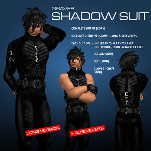 Second Life Marketplace - GRAVES Shadow Suit - black leather suit