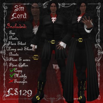 Second Life Marketplace - Sin Lord - Slex - Goth Medieval Men's Outfit ...