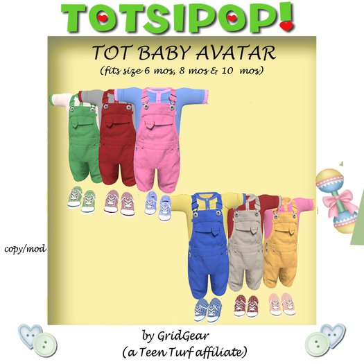 Second Life Marketplace - TOTSIPOP! TOT Baby Clothing Variety Overall ...