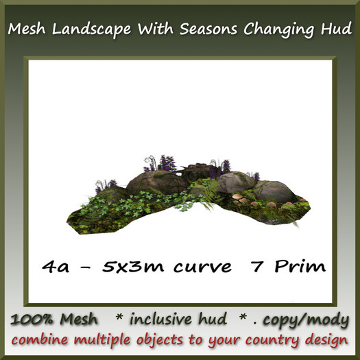 Second Life Marketplace - 4a Mesh Garden/Landsc. Saisons Set 5x3m curve