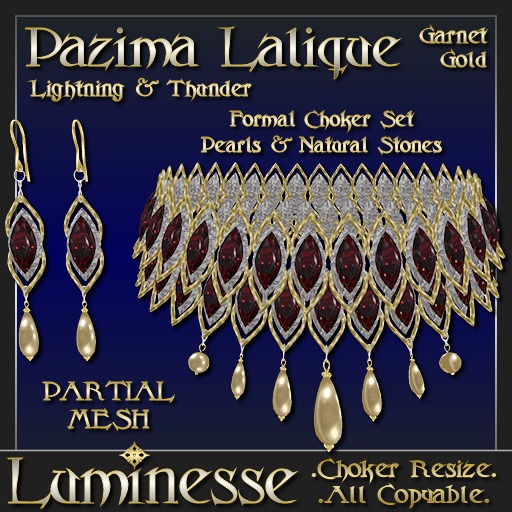 Second Life Marketplace - PAZIMA "Lightning & Thunder" Lalique Choker ...