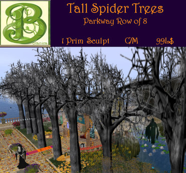 Second Life Marketplace - Tall Spooky Spider Web Trees, Parkway row of ...
