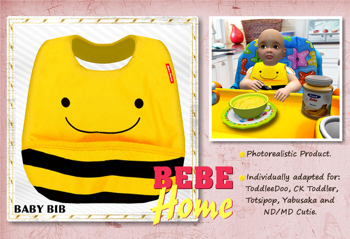 Second Life Marketplace - (Bebe-Home) FUN - Baby Bib (Bee) MESH