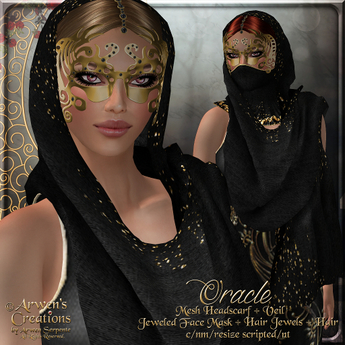 Second Life Marketplace - {AS} Oracle Headscarf & Veil: Black Mesh ...