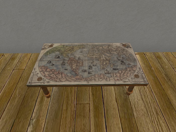 Second Life Marketplace - Old fashion table with worldmap and glass ...