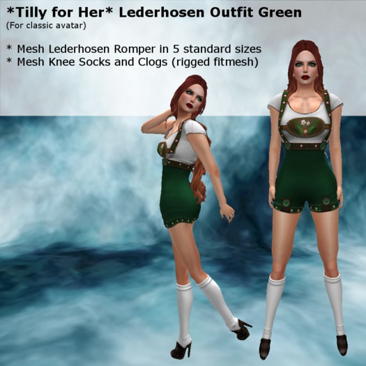 Second Life Marketplace - *Tilly for Her* Lederhosen Outfit Green