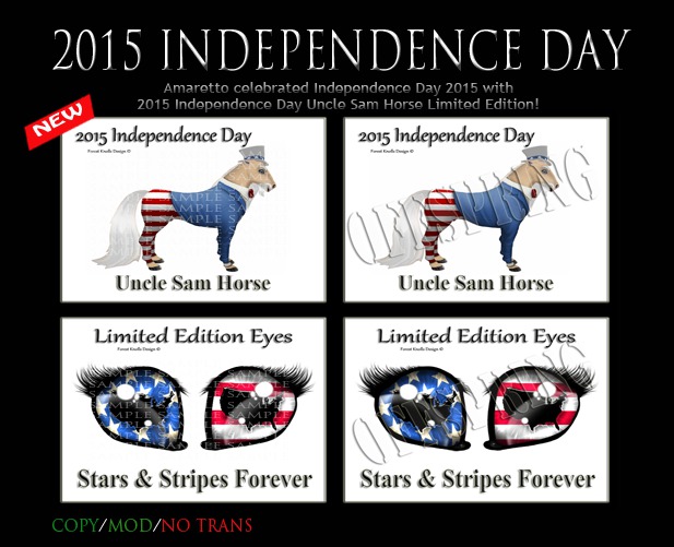 Second Life Marketplace - 2015 INDEPENDENCE DAY UNCLE SAM HORSE & EYE SIGNS