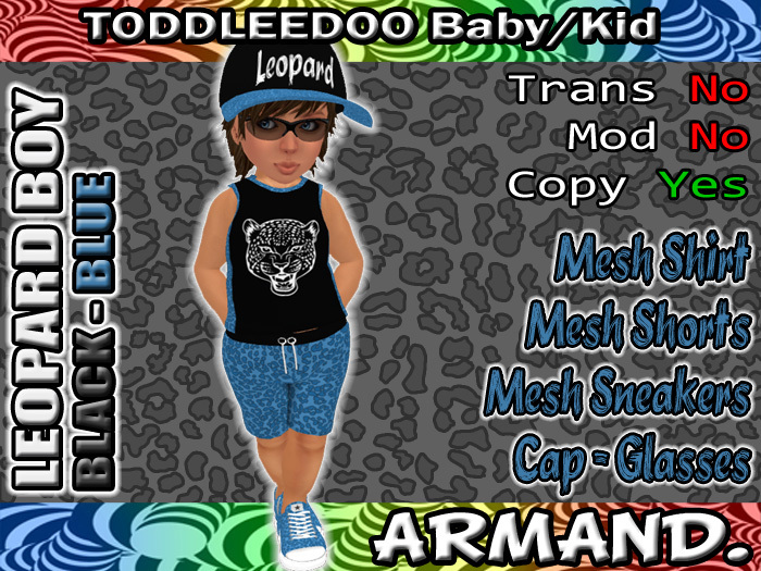 Second Life Marketplace - --ARMAND-- LEOPARD BOY - BLACK-BLUE