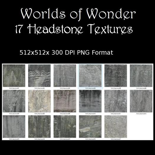 Second Life Marketplace - WoW 17 Headstone Textures [FP] Boxed