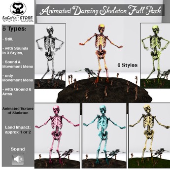 Second Life Marketplace - SaCaYa - Animated Dancing Skeleton Full Pack