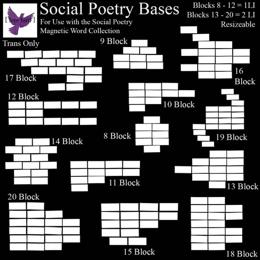 Second Life Marketplace - [ free bird ] Social Poetry Base - 15 Block
