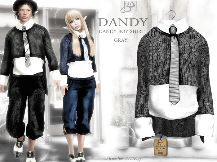 Second Life Marketplace - !gO! Dandy Boy shirt - Gray