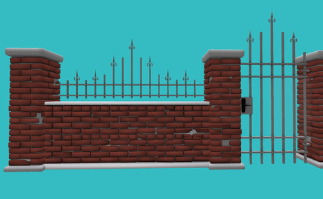 Second Life Marketplace - Icaland - Brick Fence Set + AO maps