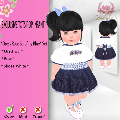 Second Life Marketplace - CDD-Dress Rose Serafiny/Blue~*Set Tot INFANT
