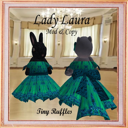 Second Life Marketplace - Lady Laura Gown in Blue-Green for Tinies ...