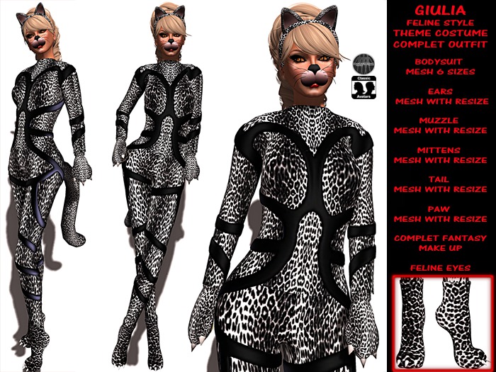 Second Life Marketplace - **GIULIA FELINE STYLE THEME COSTUME COMPLET ...