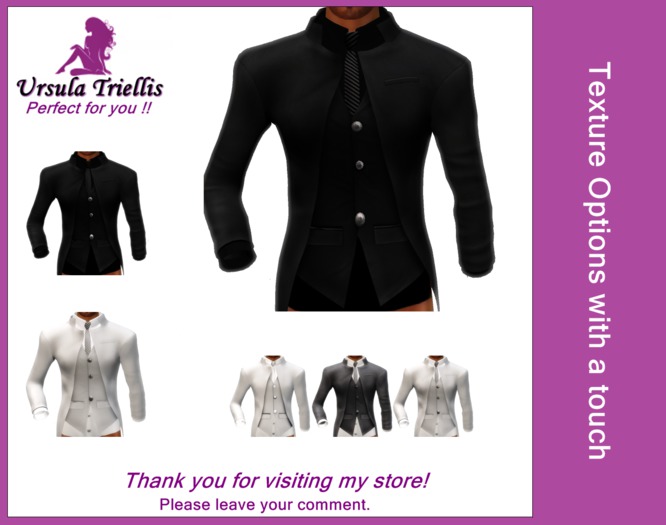 Second Life Marketplace - ***UT*** Jacket w/shirt + tie + vest (touch ...