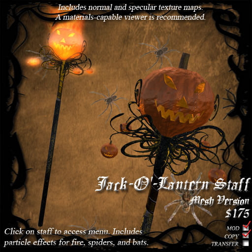 Second Life Marketplace - Jack-O'-Lantern Staff (Mesh Version)