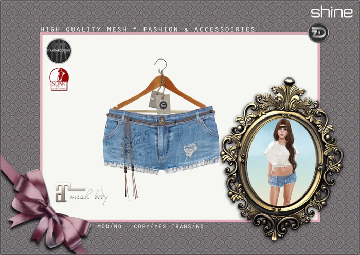 Second Life Marketplace - shine by [ZD] - "Sunshine" Denim Shorts - Hippie