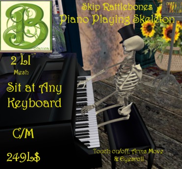 Second Life Marketplace - Skip Rattlebones the Piano Playing Skeleton- 2 LI