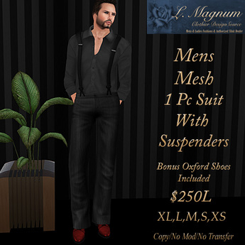 Second Life Marketplace - L.Magnums Mens Mesh 1 Pc Suit with Suspenders ...