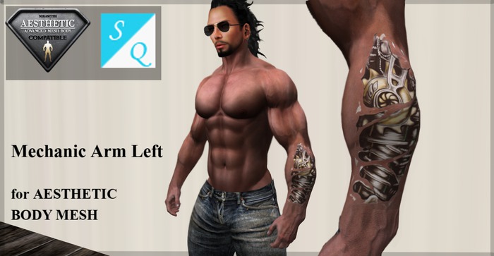 Second Life Marketplace - Tattoo Mechanic Arm left Aesthetic - SQ Design