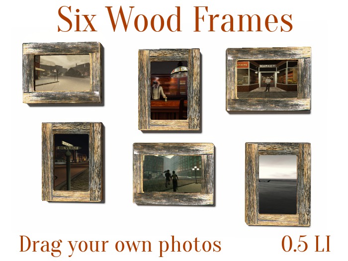 Second Life Marketplace - 6 Wood Frames, Half Prim