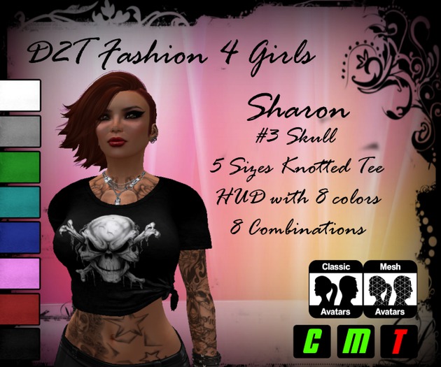 Second Life Marketplace - =D2T Fashion 4 Girls= Sharon #3 Skull *Mesh ...