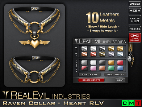 Second Life Marketplace - **RE** Raven Collar - Heart RLV * MESH ...