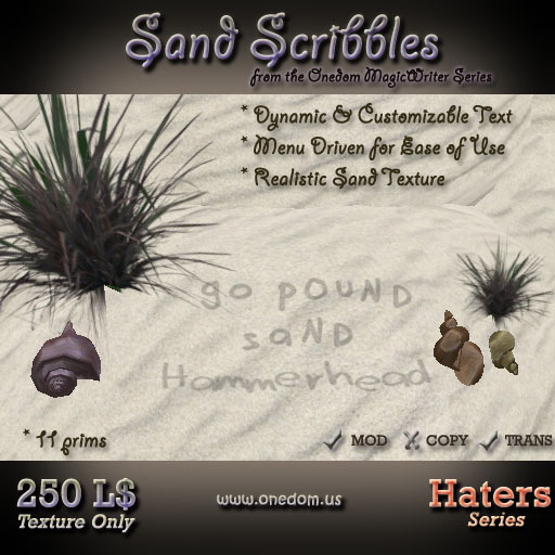Second Life Marketplace - [ONEDOM] Scribbles Hater - Go Pound Sand ...