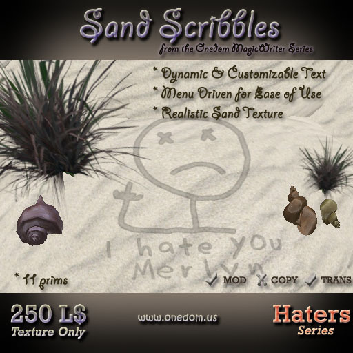 Second Life Marketplace - [ONDEOM] Scribbles Hater - "I Hate You " Sand ...