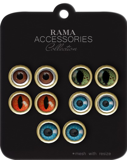 Second Life Marketplace - RAMA - Eye Stud Earrings 'Gold' 5 eyes