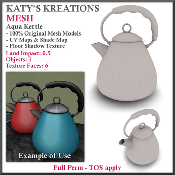 Second Life Marketplace - Full Perm MESH KETTLE - Aqua. Retro kettle ...