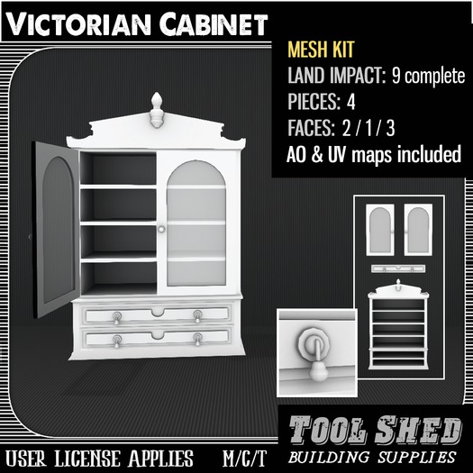 Second Life Marketplace - Tool Shed - Victorian Cabinet Mesh Kit