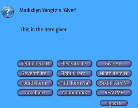 Second Life Marketplace - FULL PERM SCRIPT ItemGiver 2.0 dialog driven ...