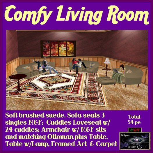 Second Life Marketplace - *EbE* Comfy Living Room Set (gold)