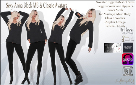 Second Life Marketplace - LSR - Sexy Anna Black MB & Classic Avatars