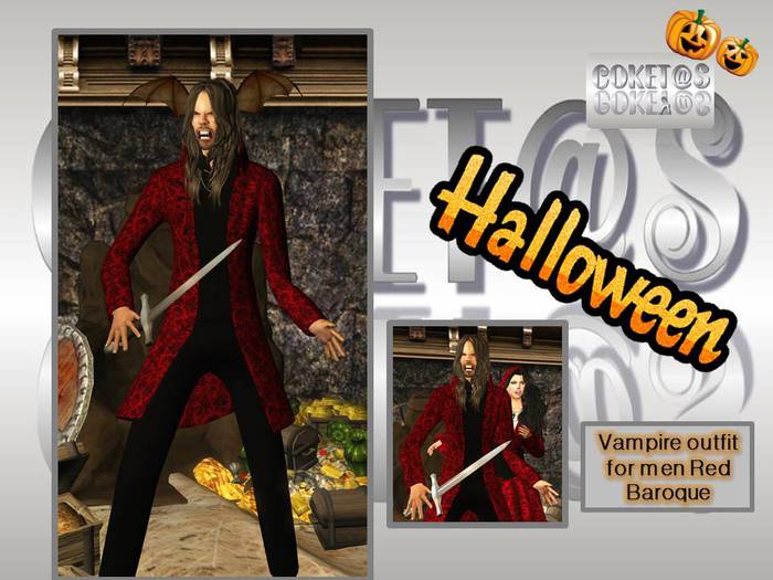 Second Life Marketplace - coket@s Vampire outfit for men Red Baroque