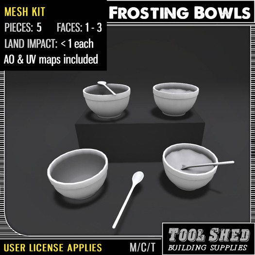 Second Life Marketplace - Tool Shed - Frosting Bowls Mesh Kit