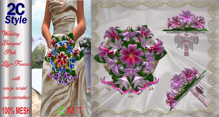 Second Life Marketplace - 2C STYLE--Mesh Weddingt Bouquet - Pink Lily ...